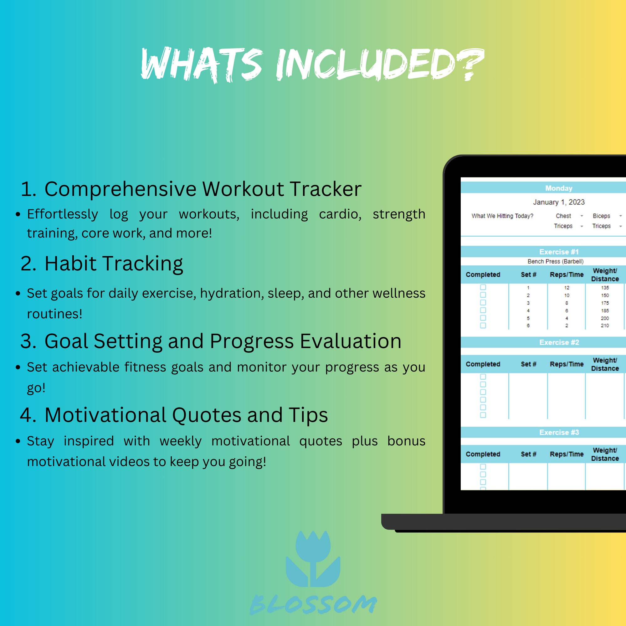 Workout Tracker Spreadsheet Workout Planner Google Sheets - Etsy