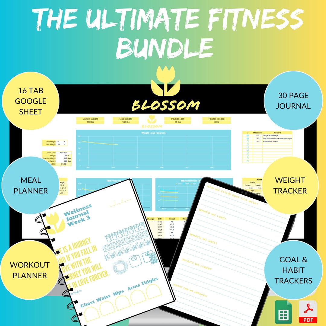 Ultimate Fitness Bundle Tracker Workout Tracker Planner Weight - Etsy