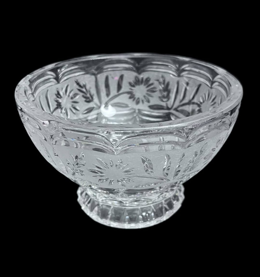 Bowl Dish Lead Crystal Kristal Zajecar Yugoslavia Frosted Footed ...