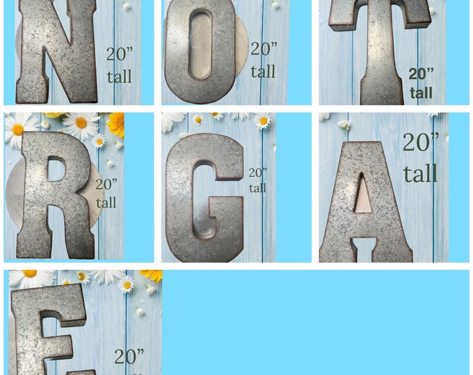 Huge 20" Galvanized Metal Letter Hanging Wall Décor With Rusted Edges ...