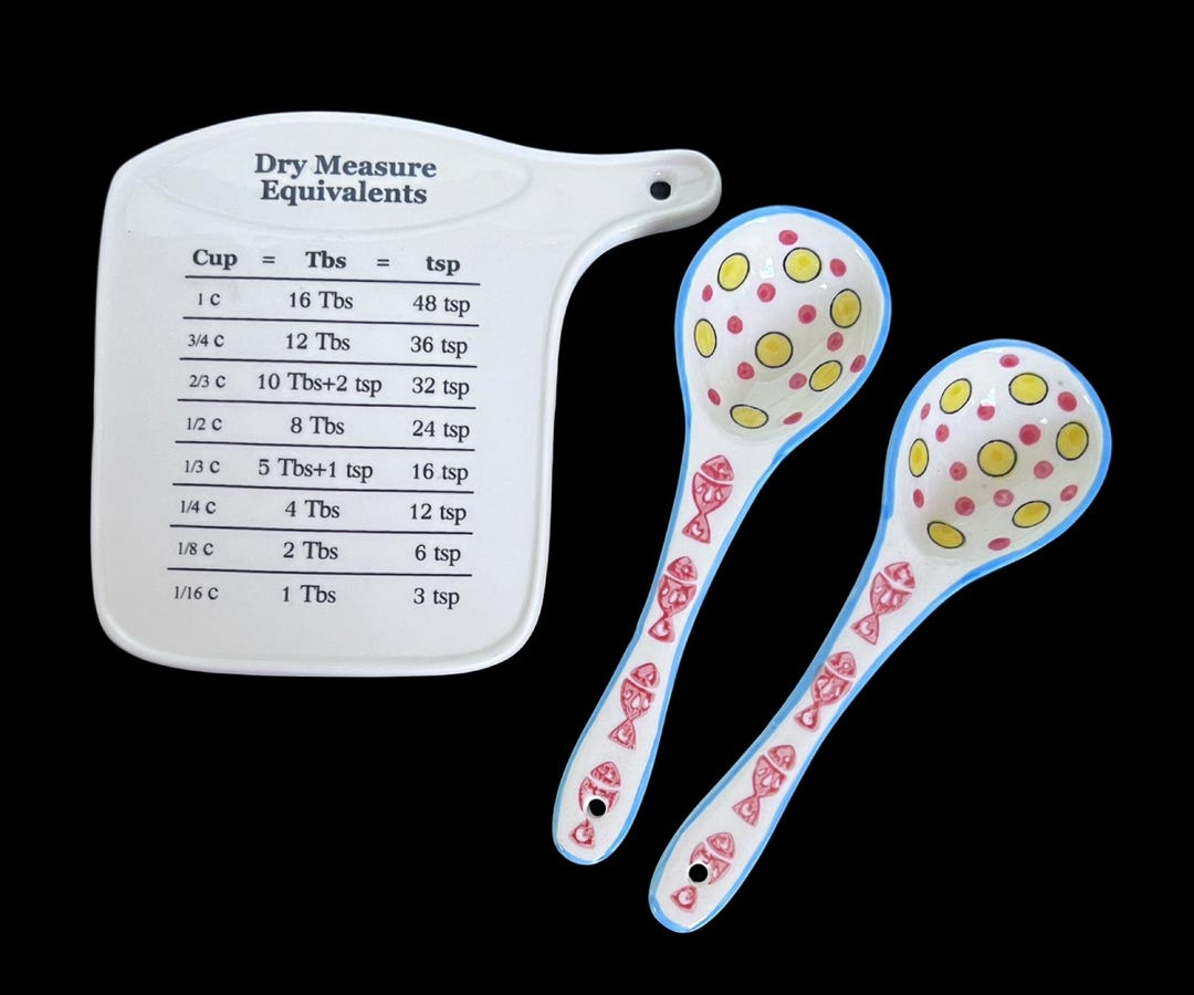 Hand Painted Stoneware Spoon Rest Set: Measuring Conversions ...