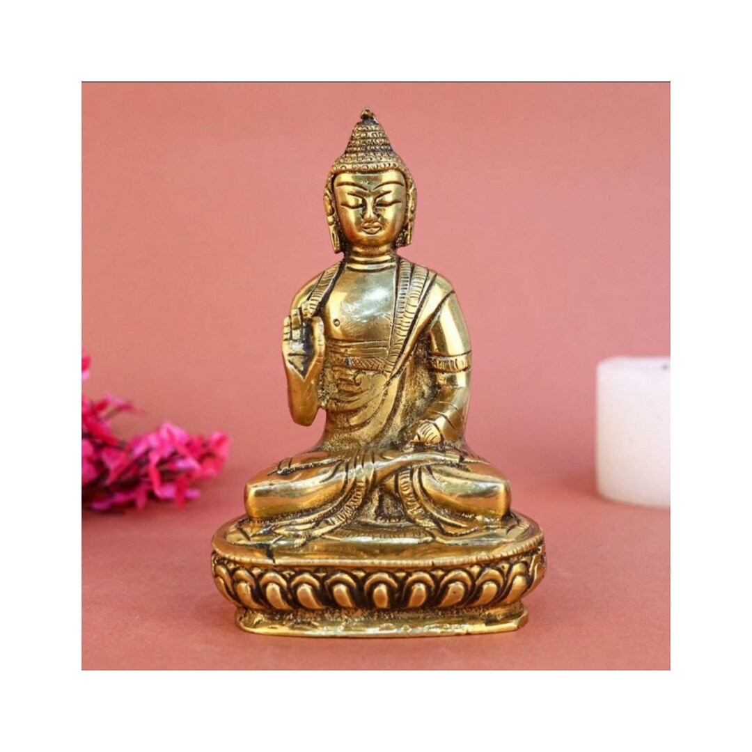 Buddha Brass Religious Statue Lord Buddha Idol Outdoor Indoor Etsy