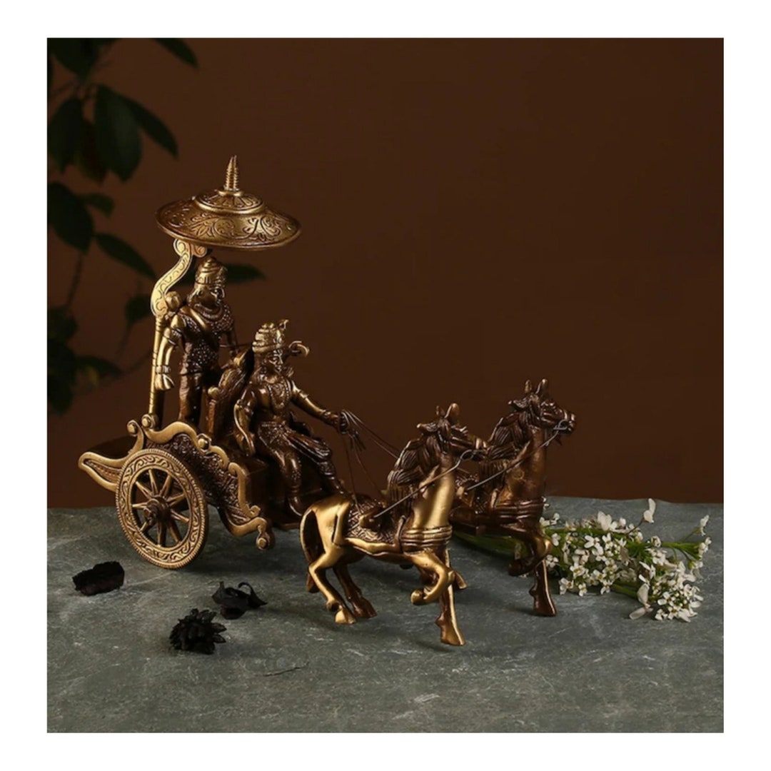 Two Moustaches Krishna Arjun Rath Showpiece, Showpieces for Home Decor ...