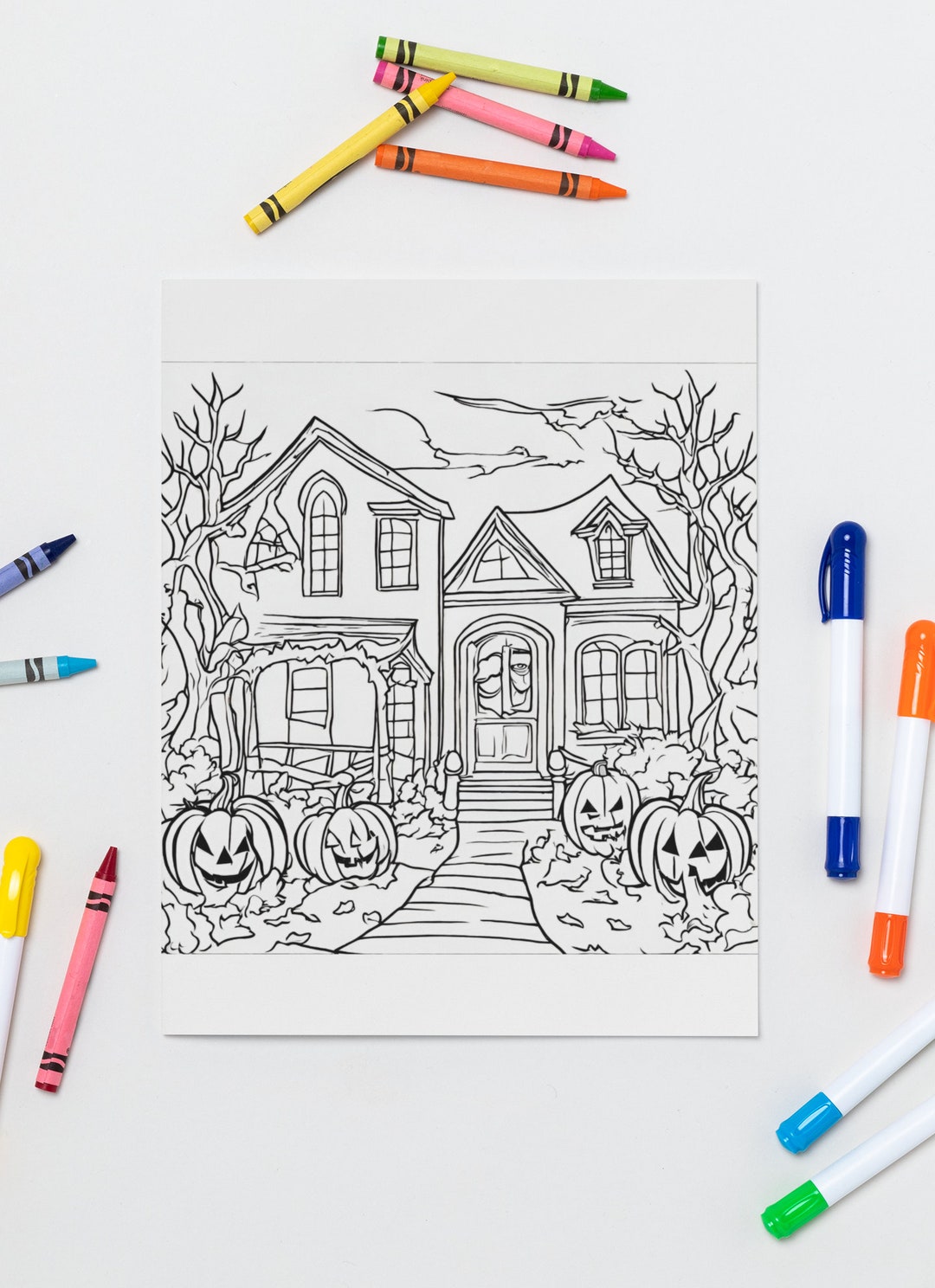 Happy Halloween Coloring Page Children's Activity Easy Print Digital ...