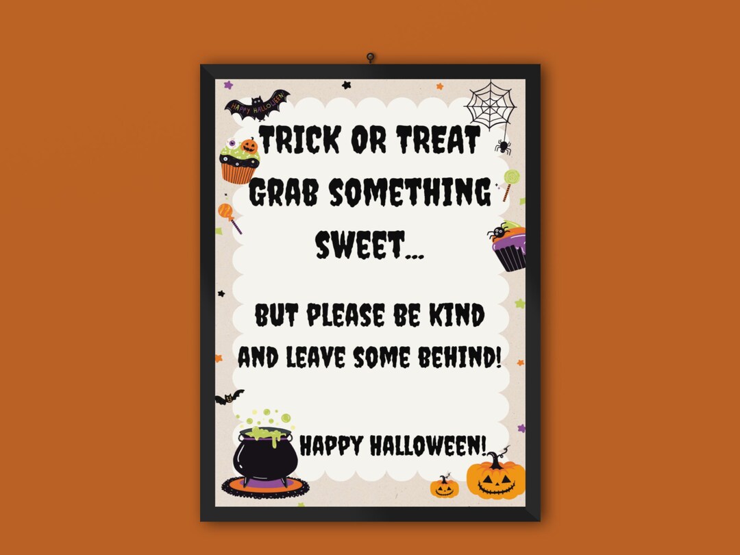 Trick of Treat | Be Kind | Leave Behind | Halloween Sign | Candy Sign ...