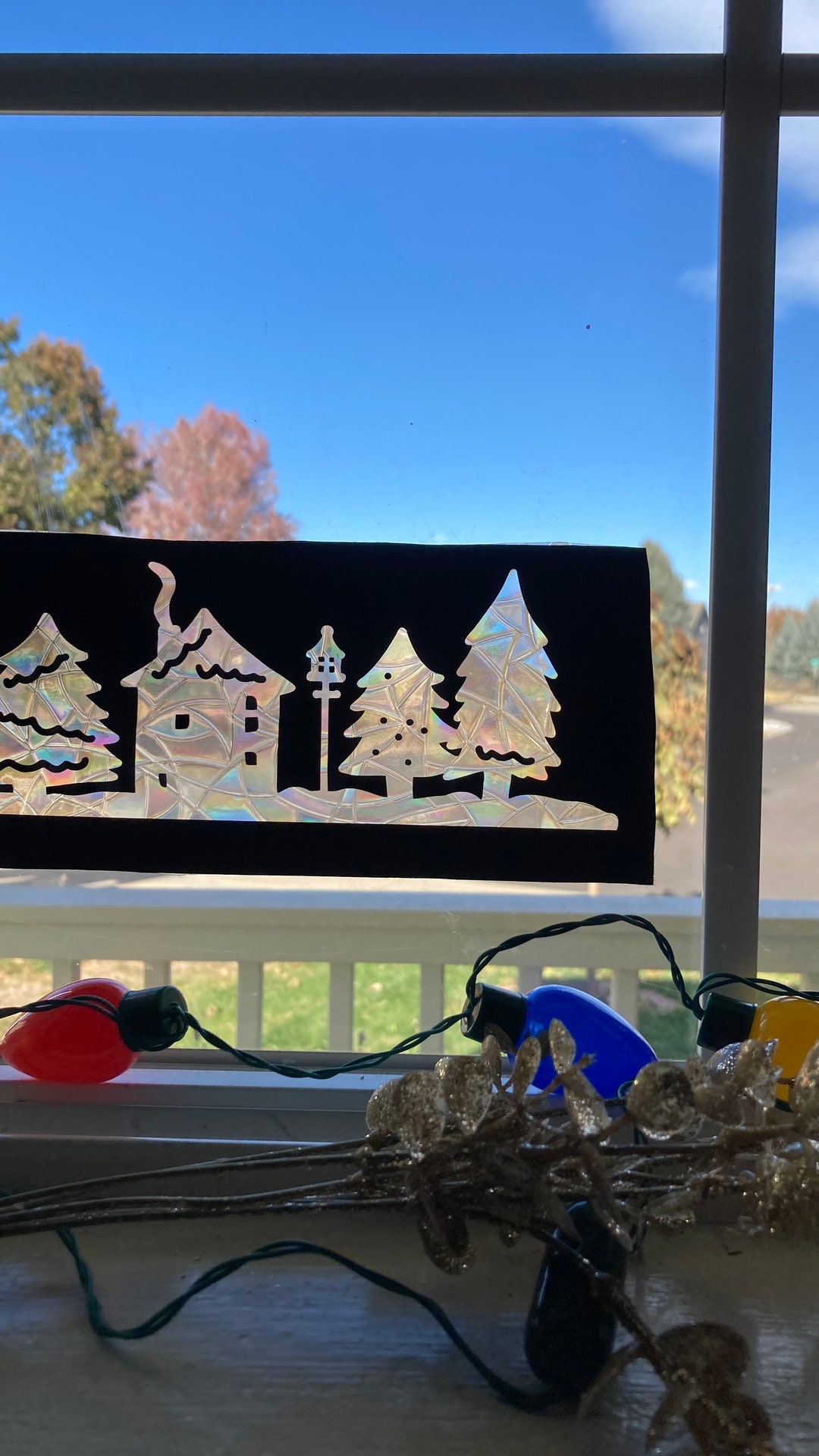Sun Catcher Window Film Christmas Village Decor Suncatcher for Holidays ...