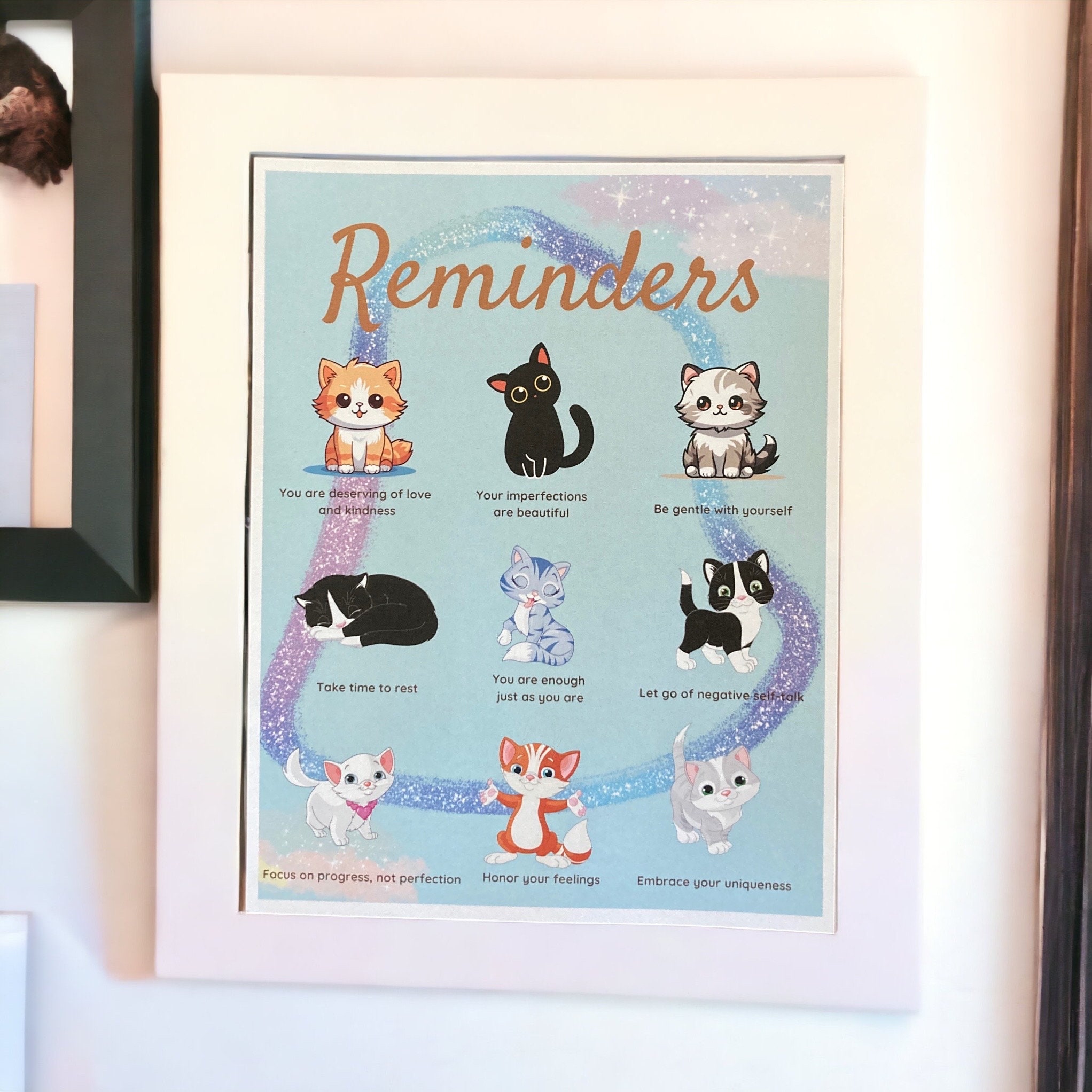 Wellbeing Reminders Wall Art Poster |therapist Office Counselor Wall ...