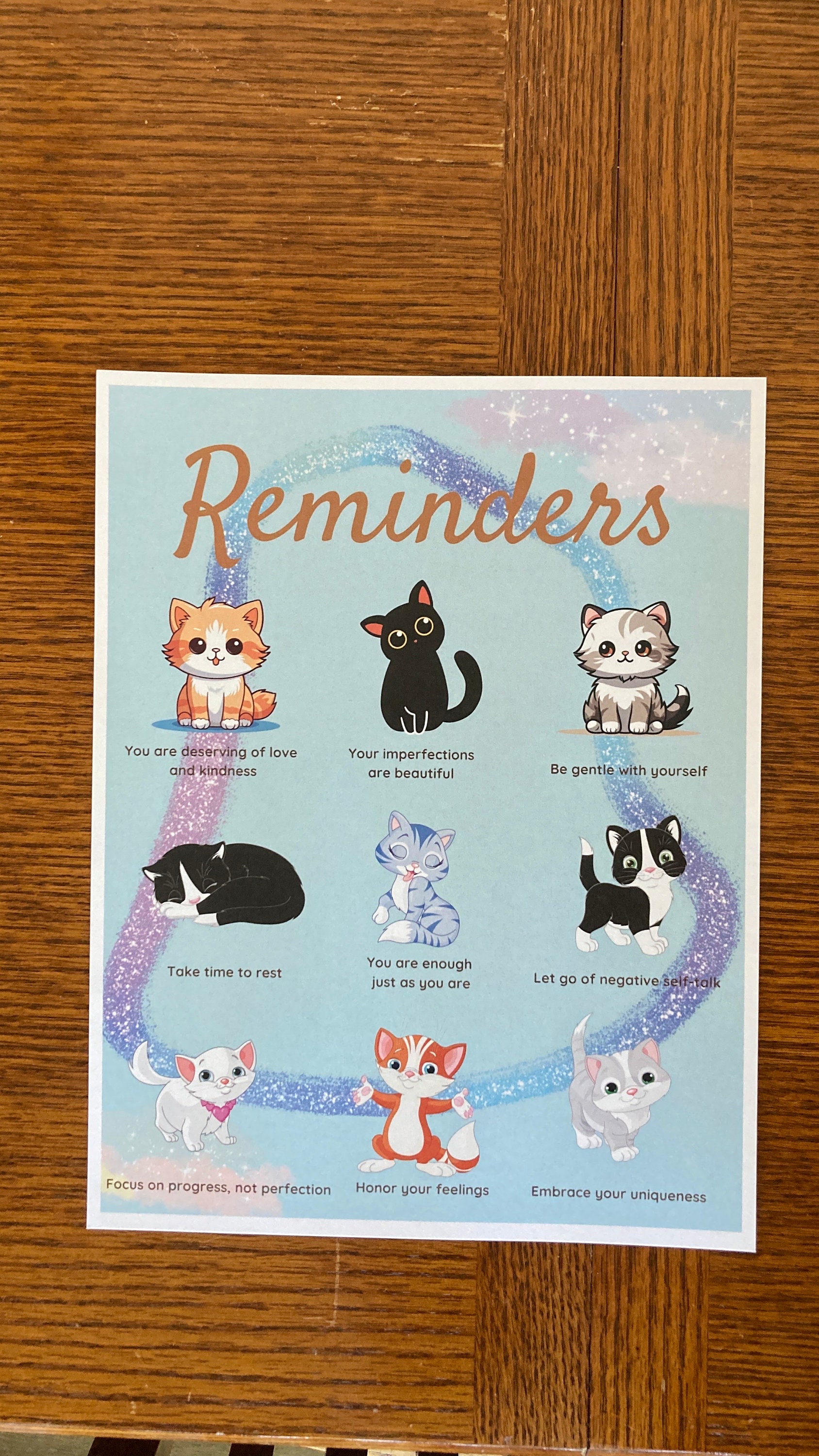Wellbeing Reminders Wall Art Poster |therapist Office Counselor Wall ...