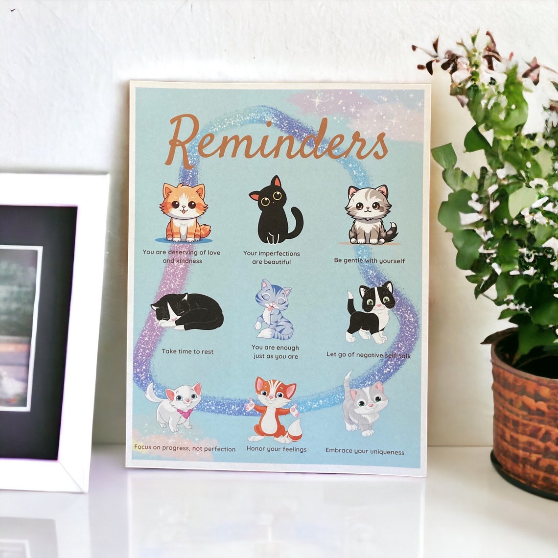 Wellbeing Reminders Wall Art Poster |therapist Office Counselor Wall ...