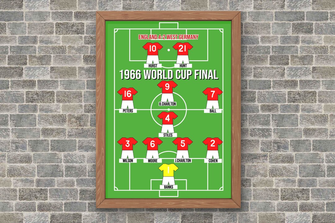 1966 World Cup Final Winners Pitch Line up Style Art Print A3/A4 ...