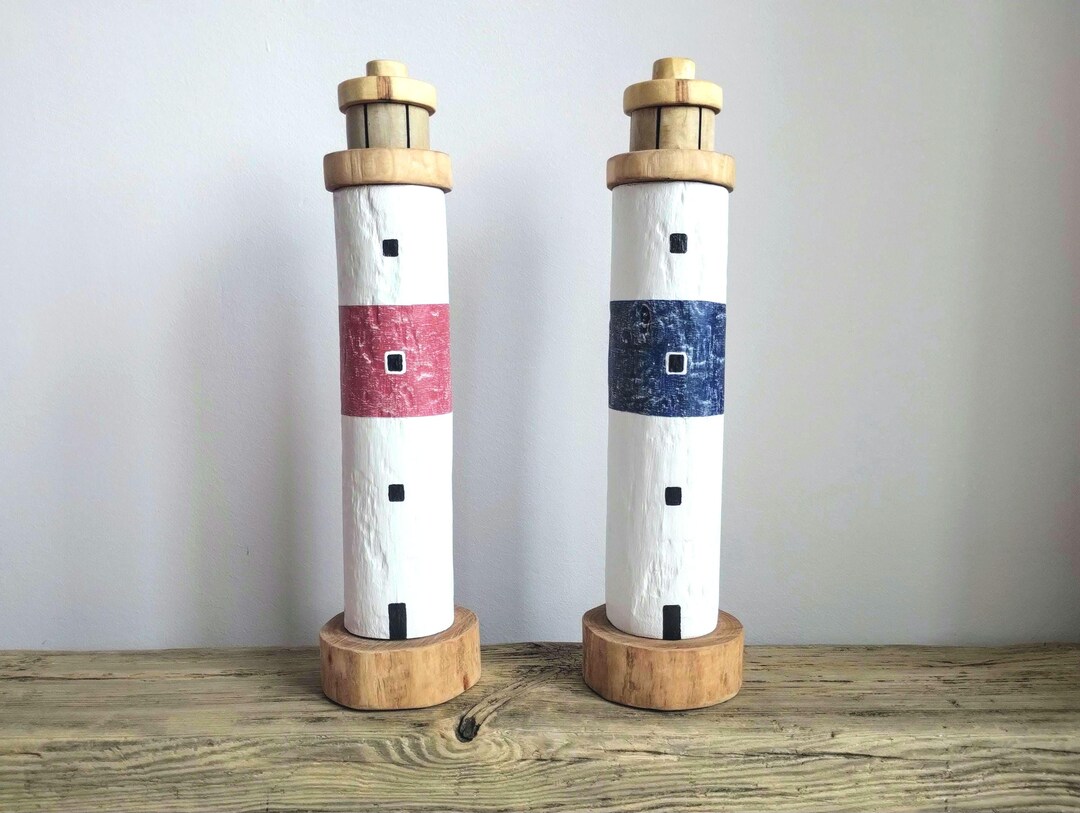 Driftwood Lighthouses a Unique Set of Figurines - Etsy