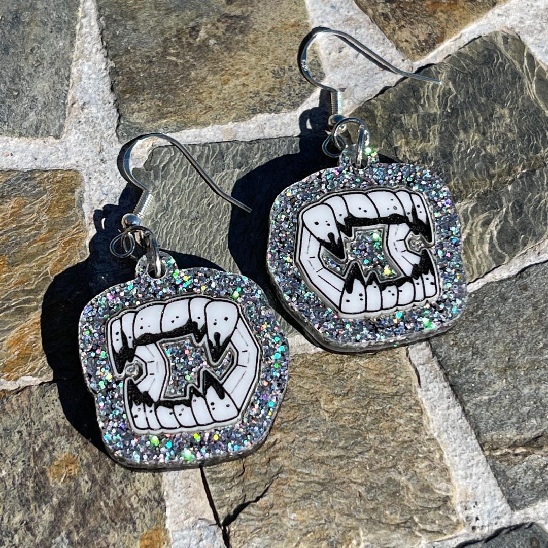 Glitter Vampire Teeth Earrings - Halloween Earrings - Etsy