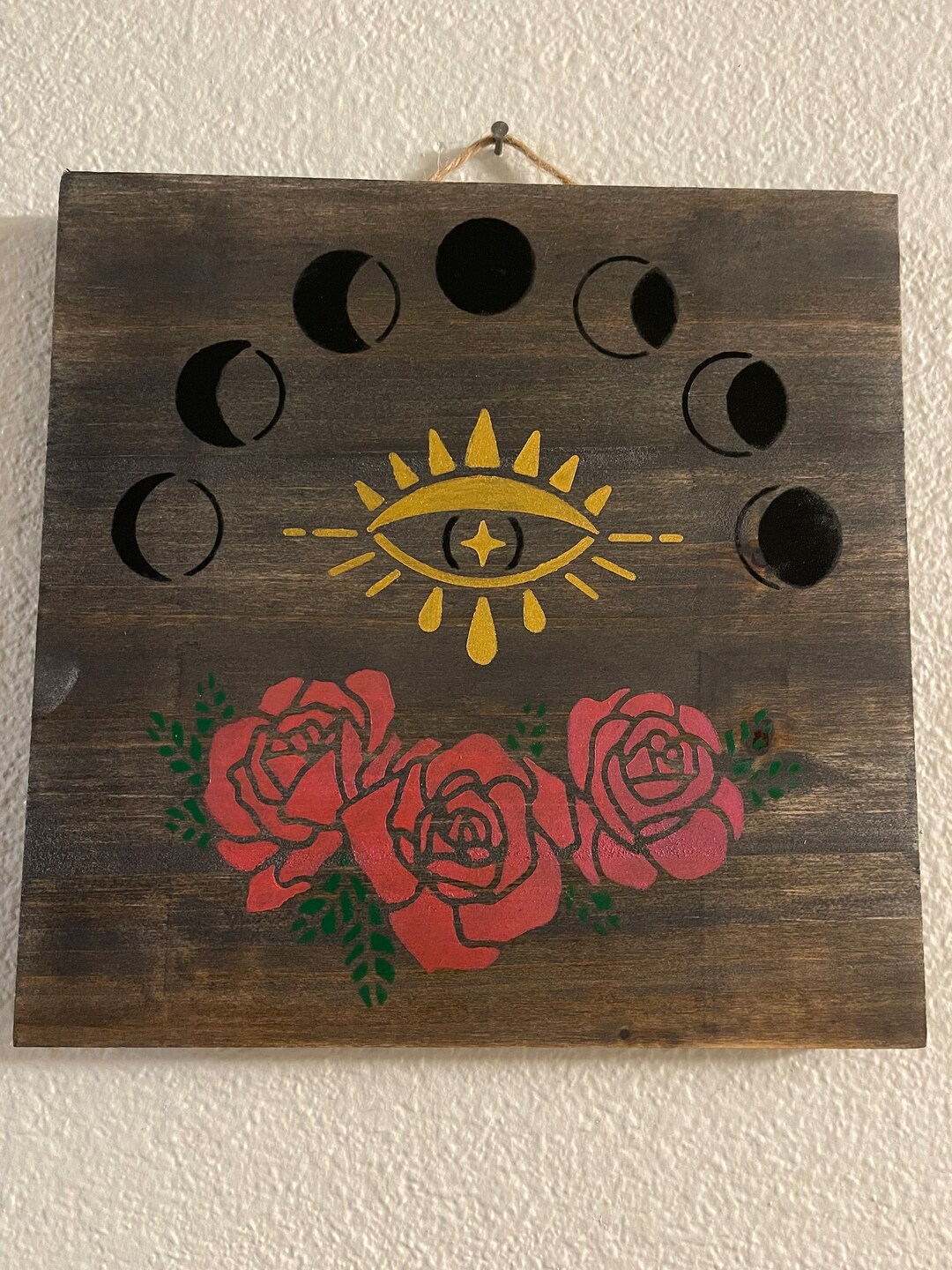 Phases of the Moon and Red Roses 10x10 Painting - Etsy