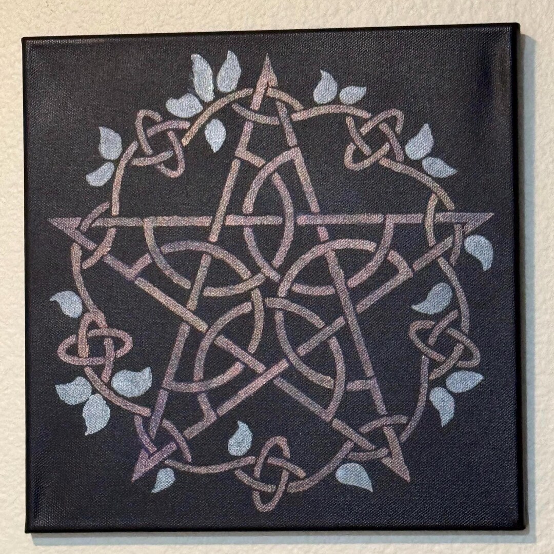 Pentagram and Leaves - 12”x12” Painting - Etsy