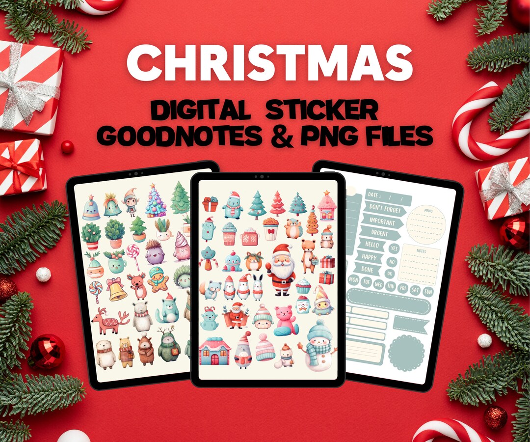 Christmas Digital Stickers Planner December Goodnotes, Precropped ...