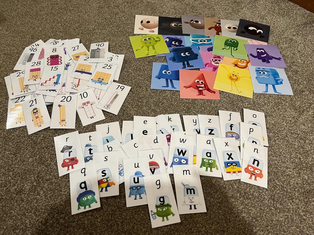 Alphablock, Numberblock and Colourblock Flashcards - Etsy Canada