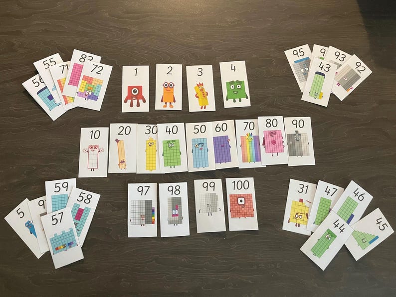 Numberblock Flashcards 1-100 - Etsy