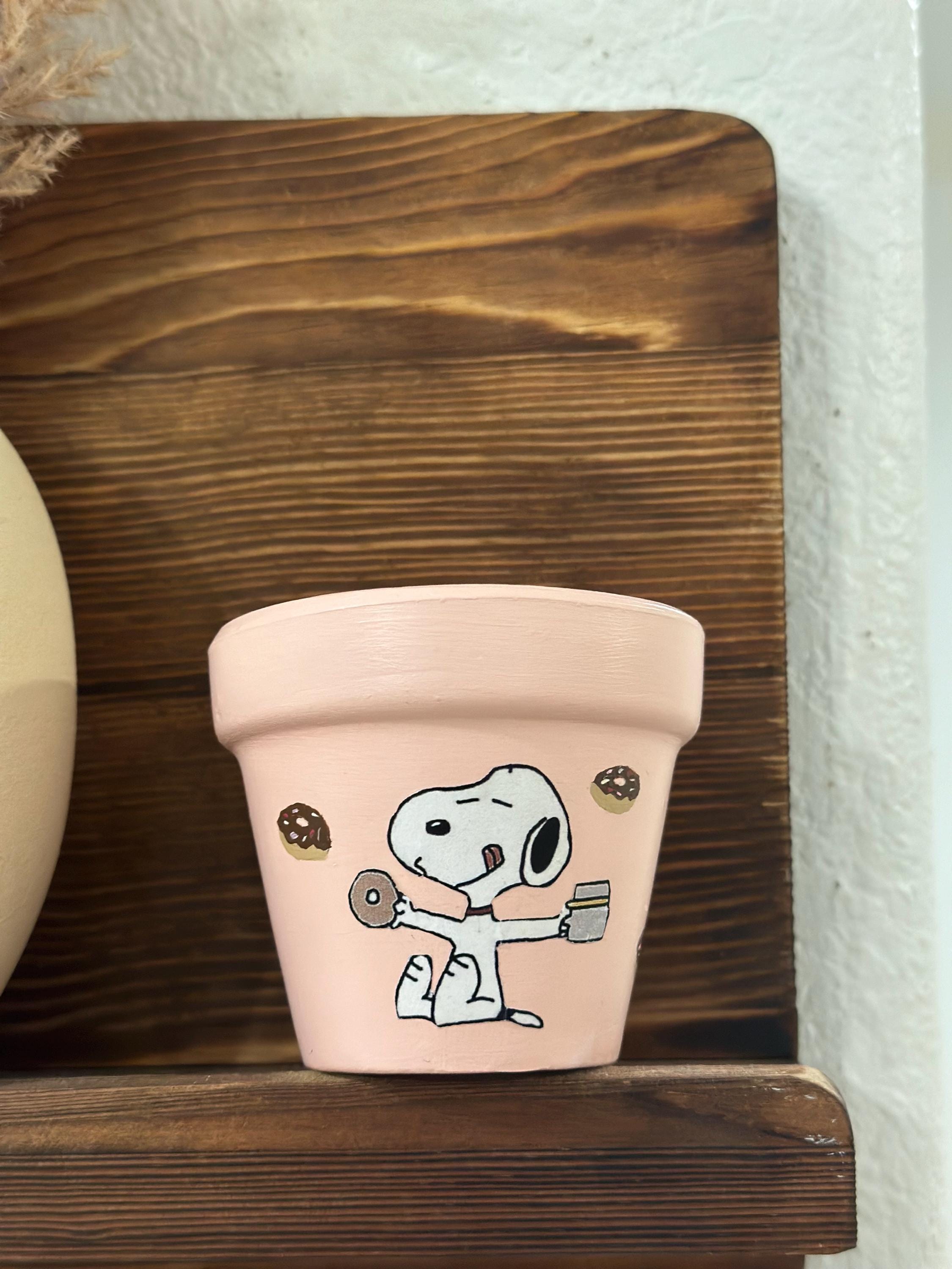 Snoopy Coffee and Donuts Pot - Terracotta Clay Pot - Hand Painted ...