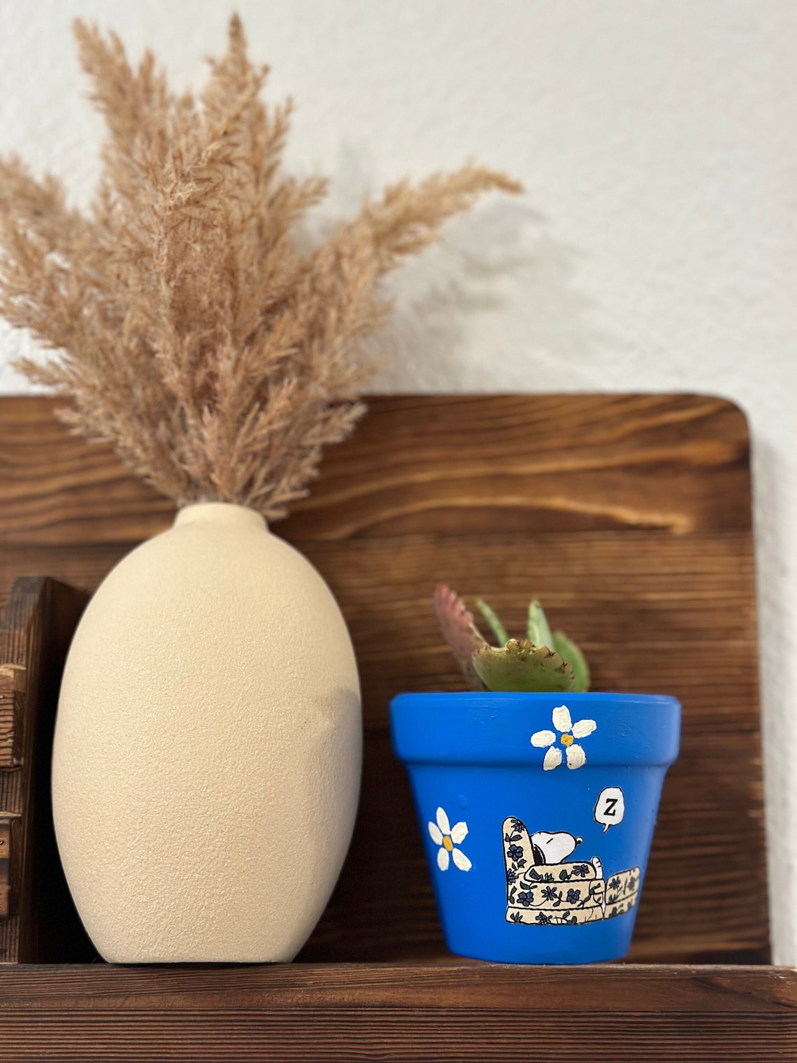 Snoopy Nap Time Pot - Terracotta Clay Pot - Hand Painted Planter With ...