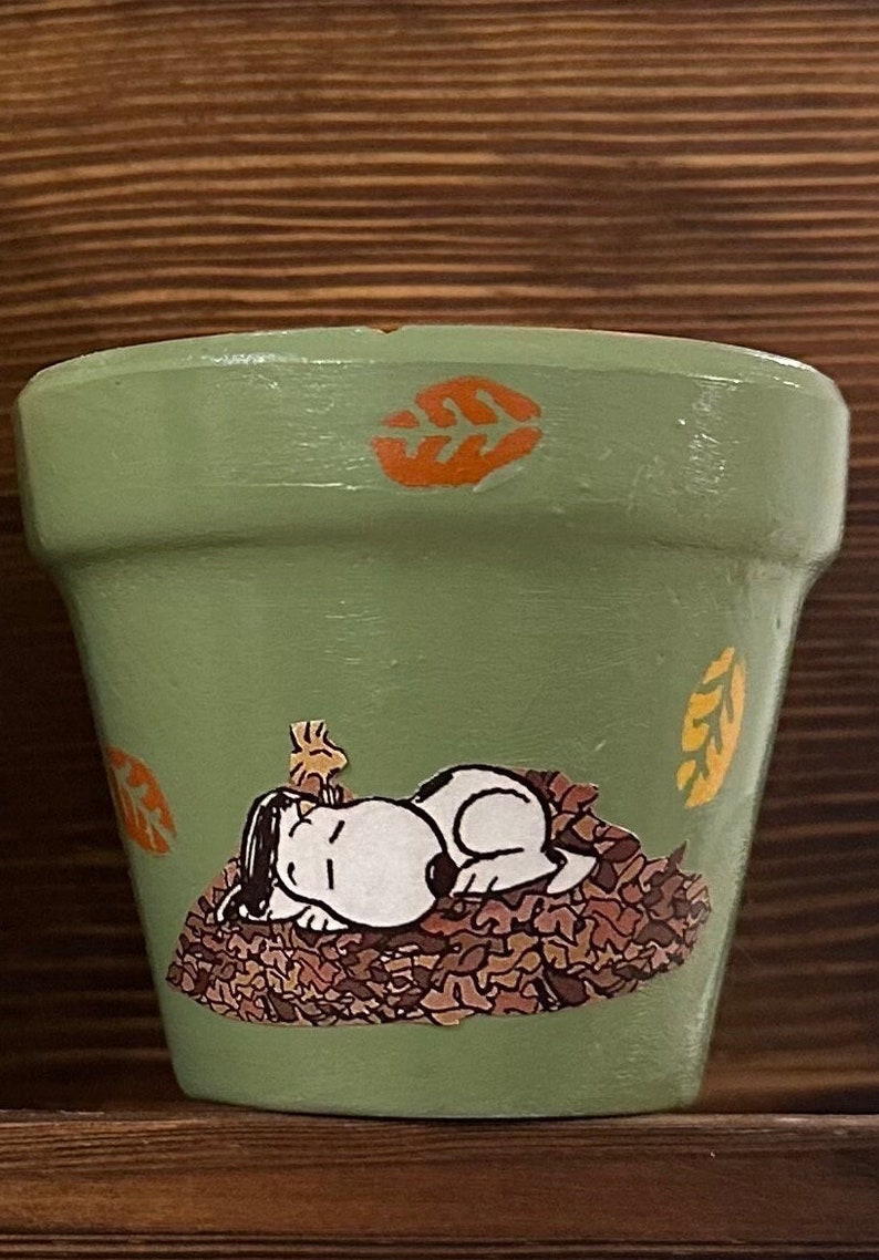Hand-painted Snoopy Mini Planter – Autumn Leaves Decor - Etsy