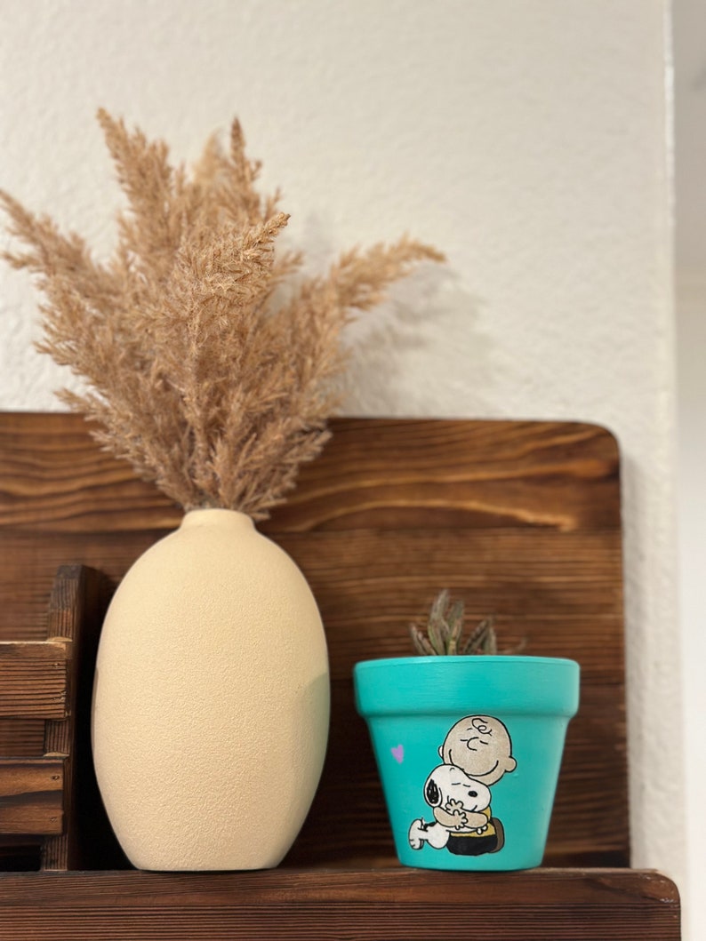 Hand-painted Snoopy & Charlie Brown Clay Pot – Small Succulent Holder ...