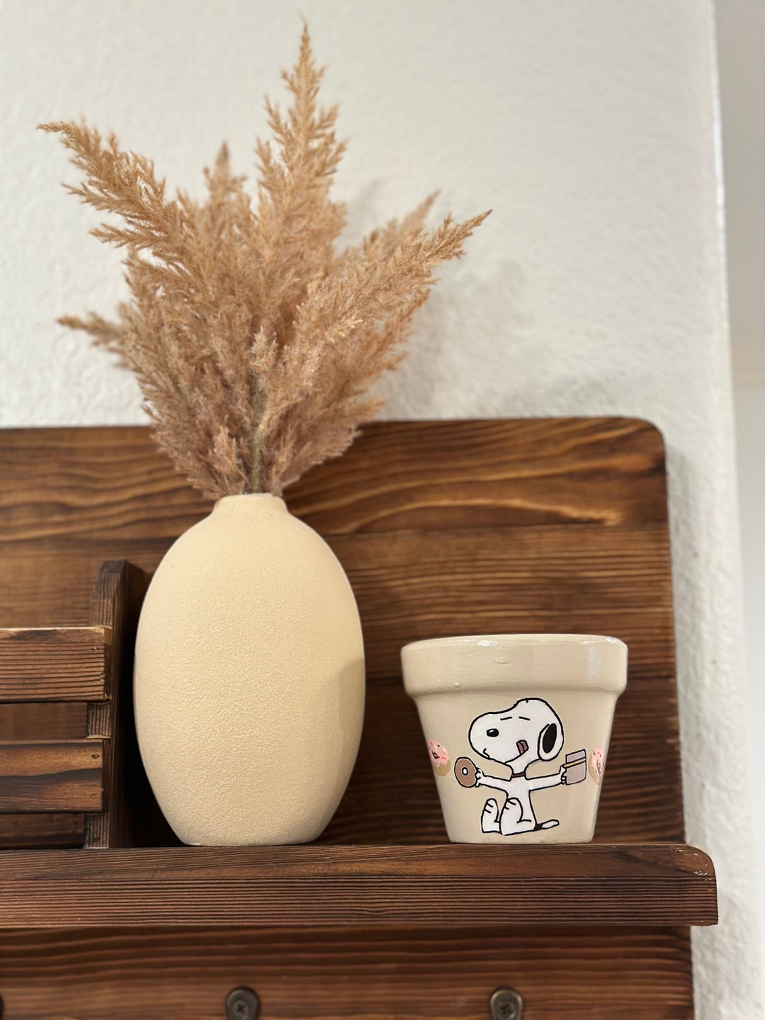 Snoopy Coffee and Donuts Pot - Terracotta Clay Pot - Hand Painted ...