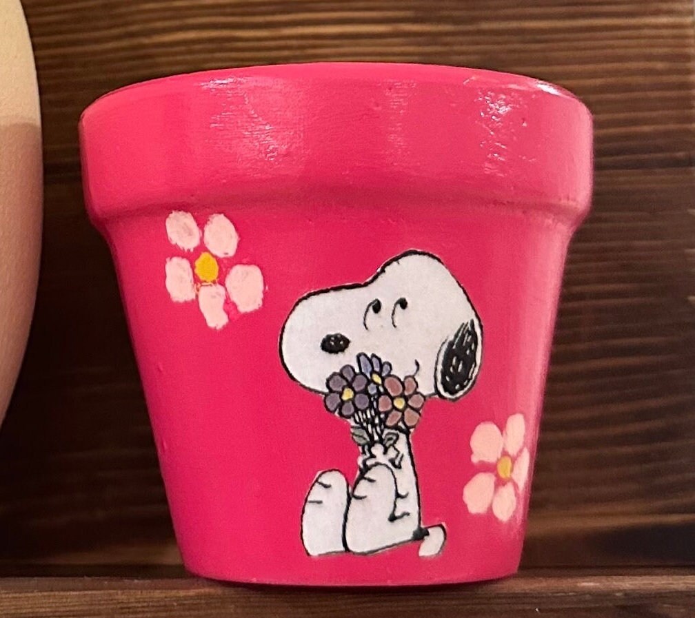 Snoopy Floral Pot Terracotta Clay Pot Hand Painted Planter With ...