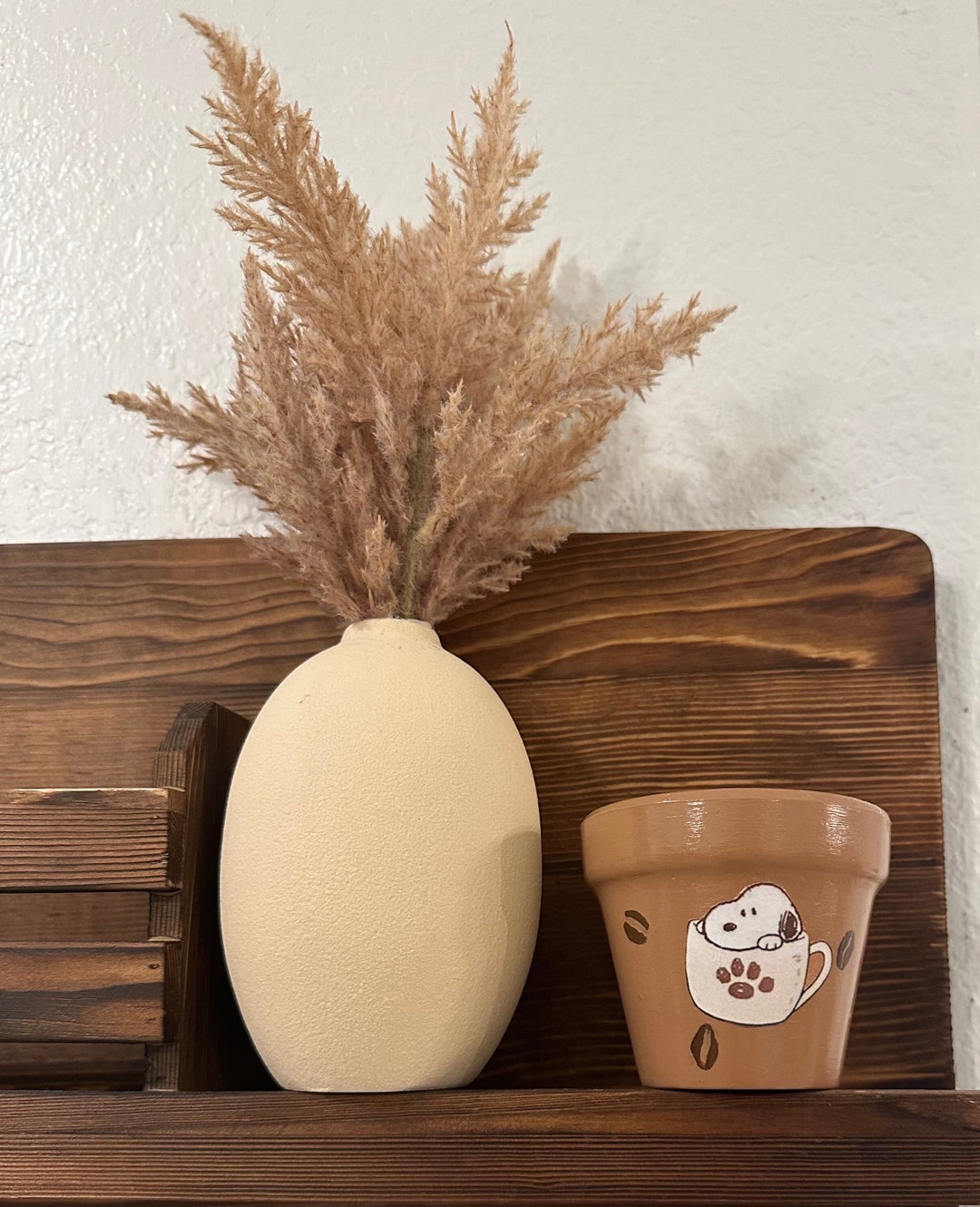 Snoopy Coffee Bean Pot - Terracotta Clay Pot - Hand Painted Planter ...