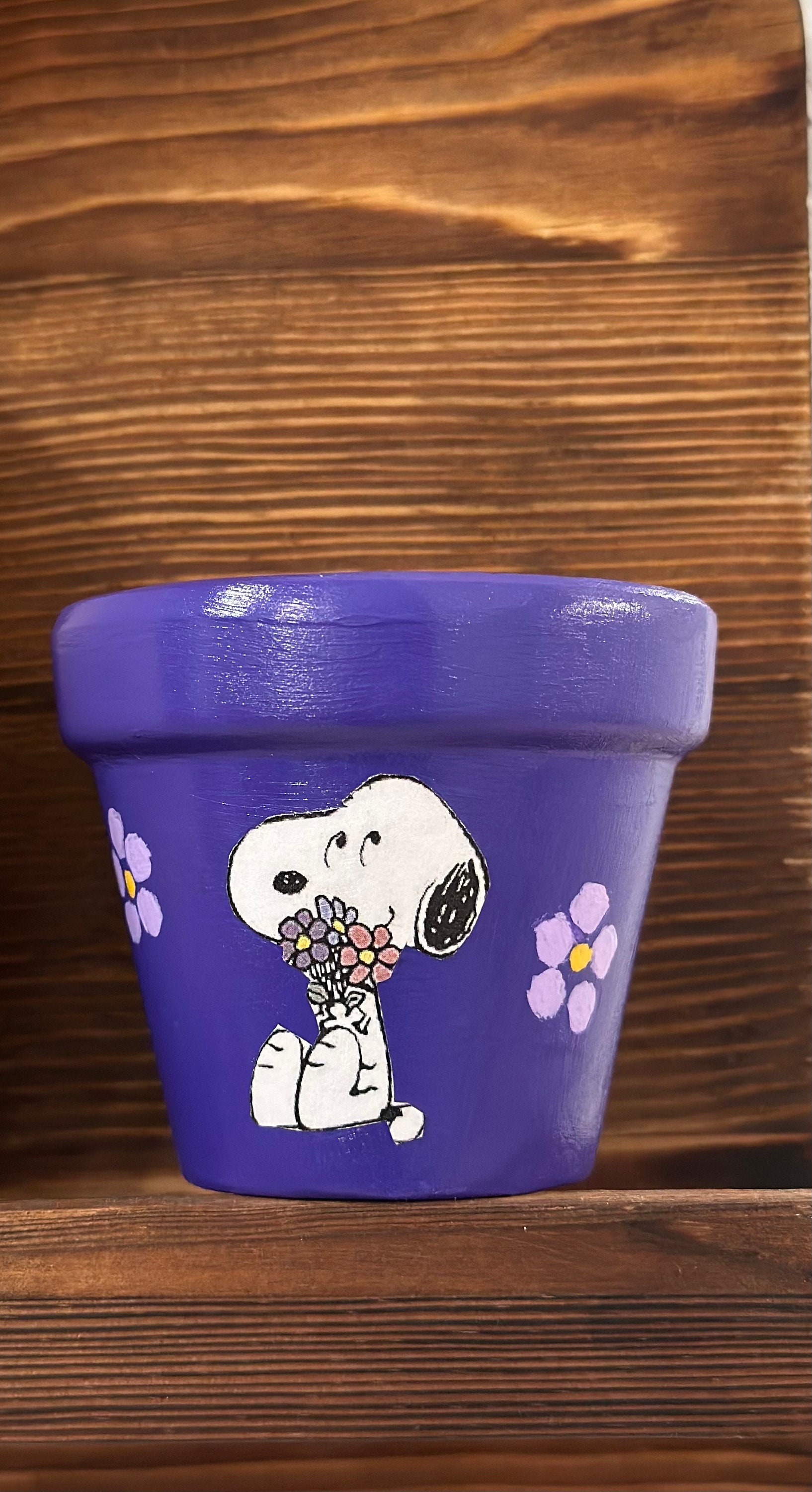 Snoopy Floral Pot Terracotta Clay Pot Hand Painted Planter With ...