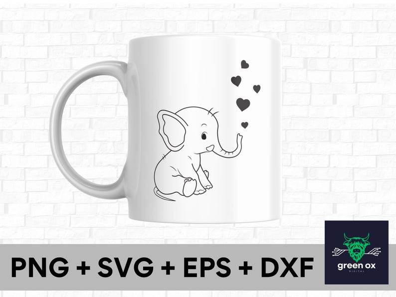 Baby Elephant With Hearts SVG - Instant Digital Download Svg, Png, Dxf ...