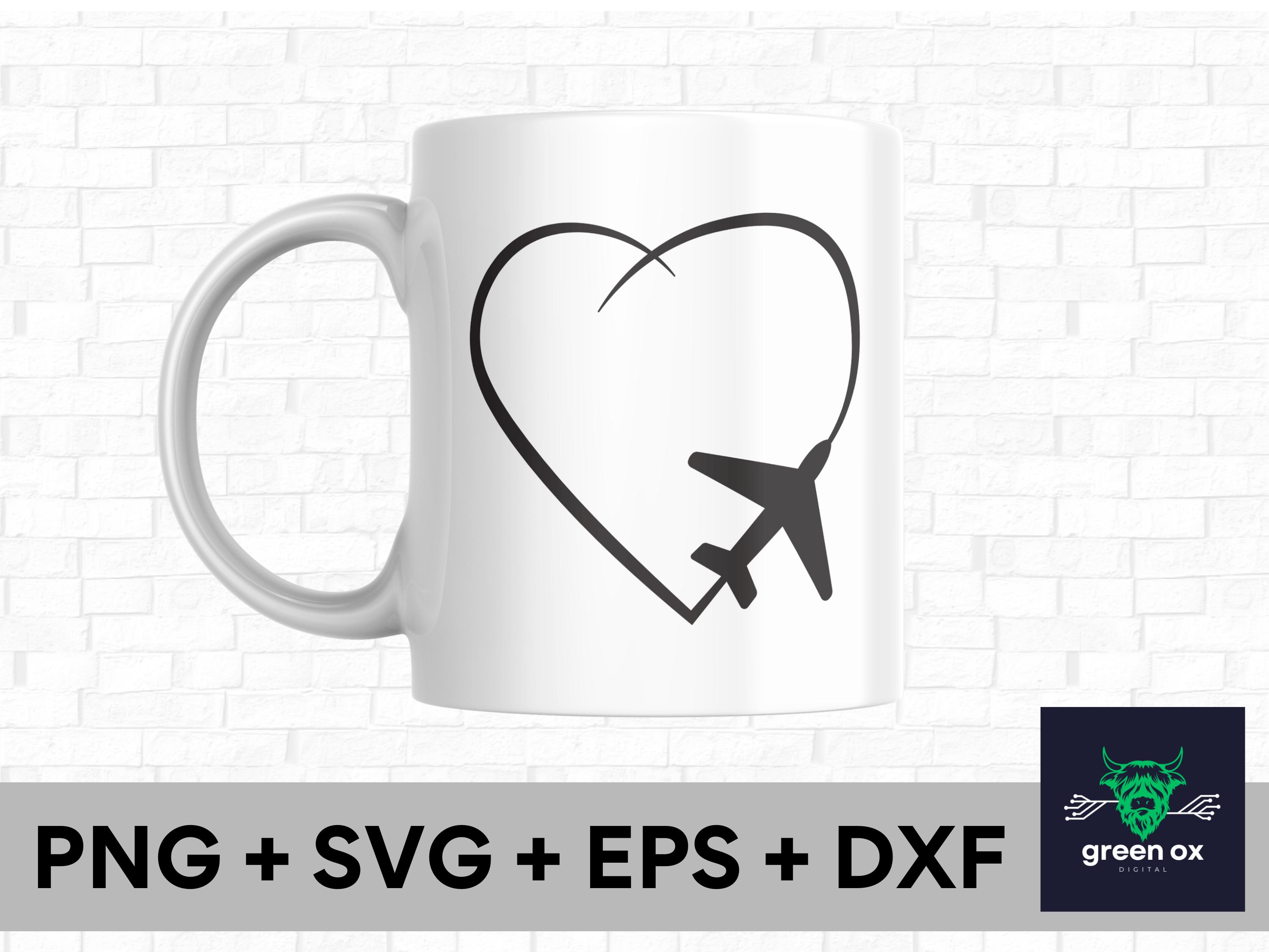Plane in Heart - Instant Digital Download Svg, Png, Dxf, and Esp Files ...