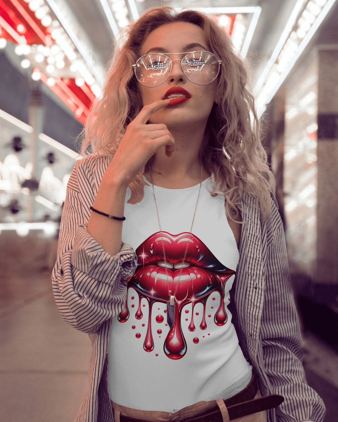 Dripping Red Lips PNG, Retro Valentine's Day Clipart (digital Download ...