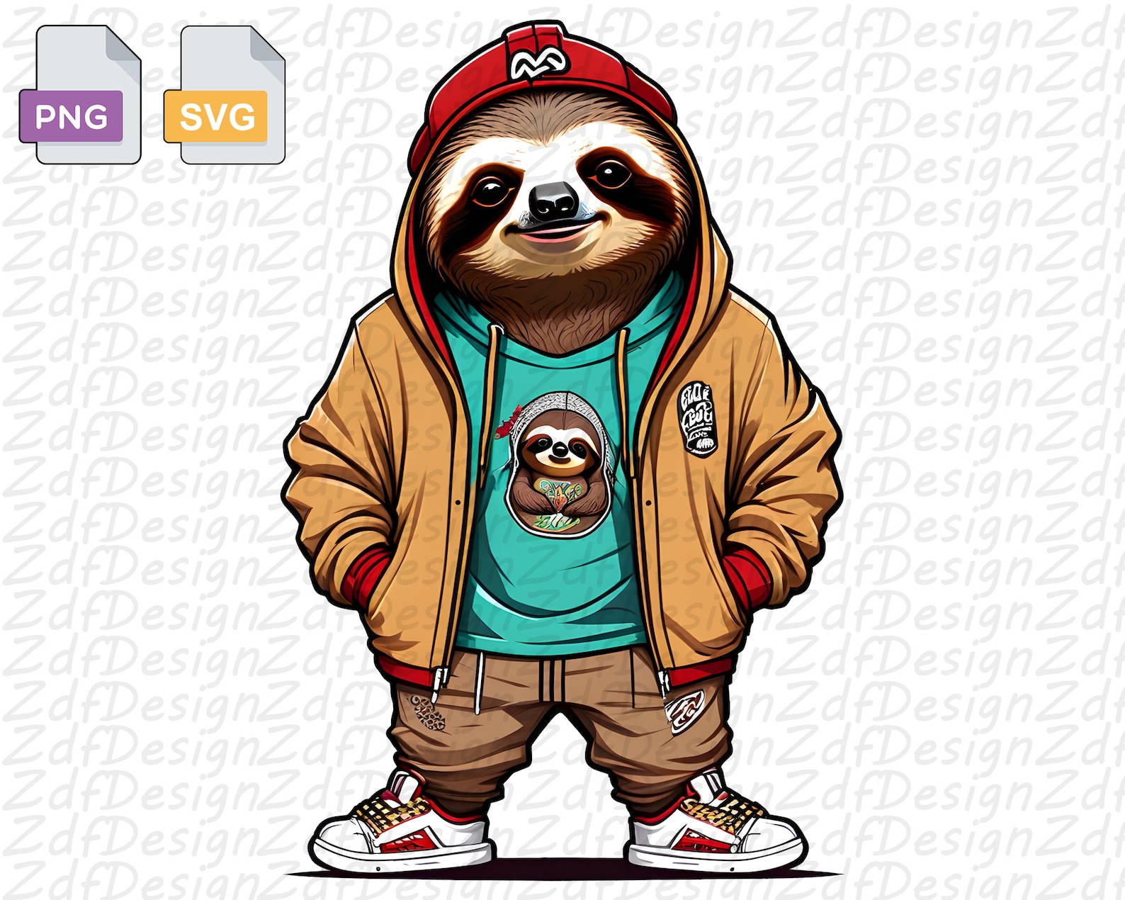 Cool Sloth Svg Png Sloth Lover Urban Sublimation Animal - Etsy