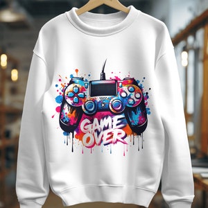 Colorful Game Over Png, Gaming Lovers Sublimation Design With Splashes ...
