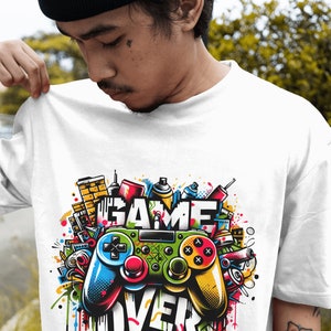Game Over Png, Graffiti Gaming Controller Sublimation Design, Urban ...