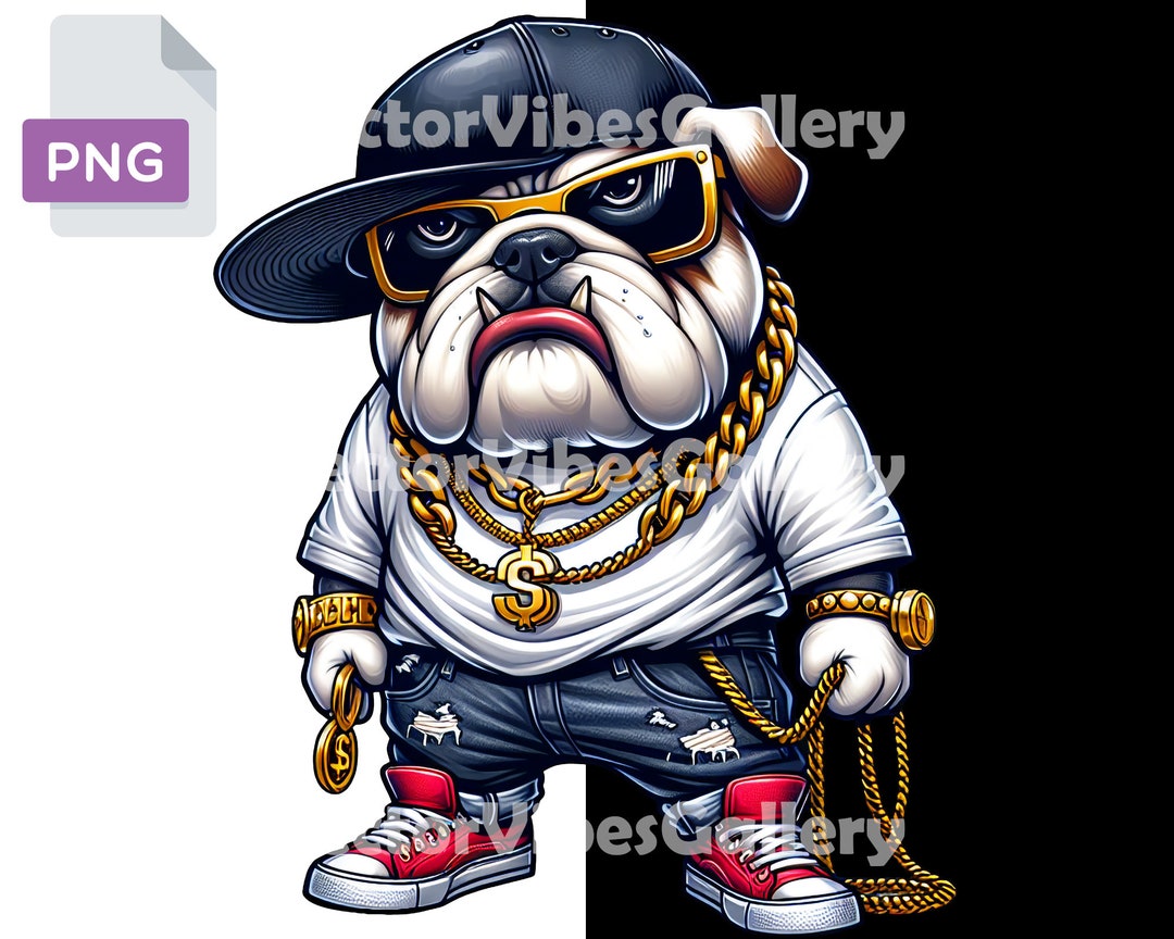 Cartoon Streetwear Gangster Bulldog Png, Urban Vector Sublimation ...