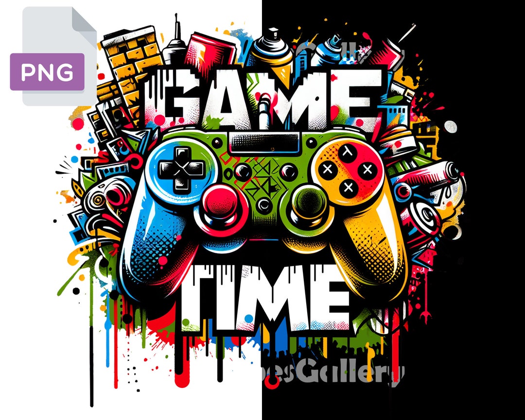 Game Time Png, Gaming Controller Sublimation Design, Urban Graphics ...
