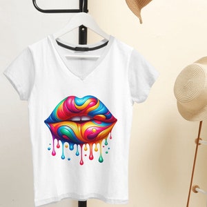 Cute Colorful Dripping Lips, Urban Sublimation Design, Lips, Dtf ...