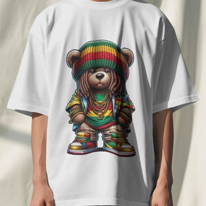 Retro Rasta Teddy Bear Png, Urban Sublimation Design, Trendy Jamaican ...