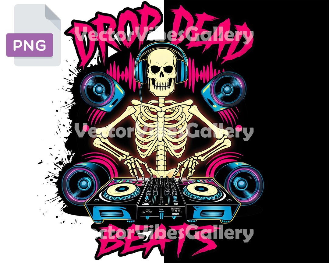 Drop Dead Beats PNG, Urban Skeleton DJ Graffiti Style, Streetwear Hip ...