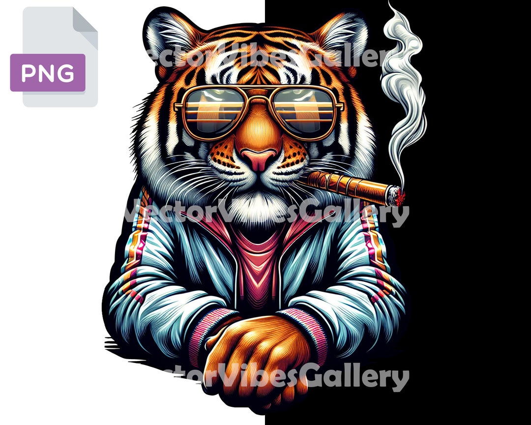 Gangster Tiger Smoking Cigar Png, Urban Sublimation Design, Digital DTF ...