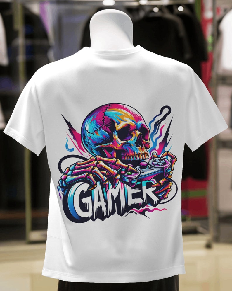 Colorful Skull Gamer Png, Urban Sublimation Design, Gaming Lover ...