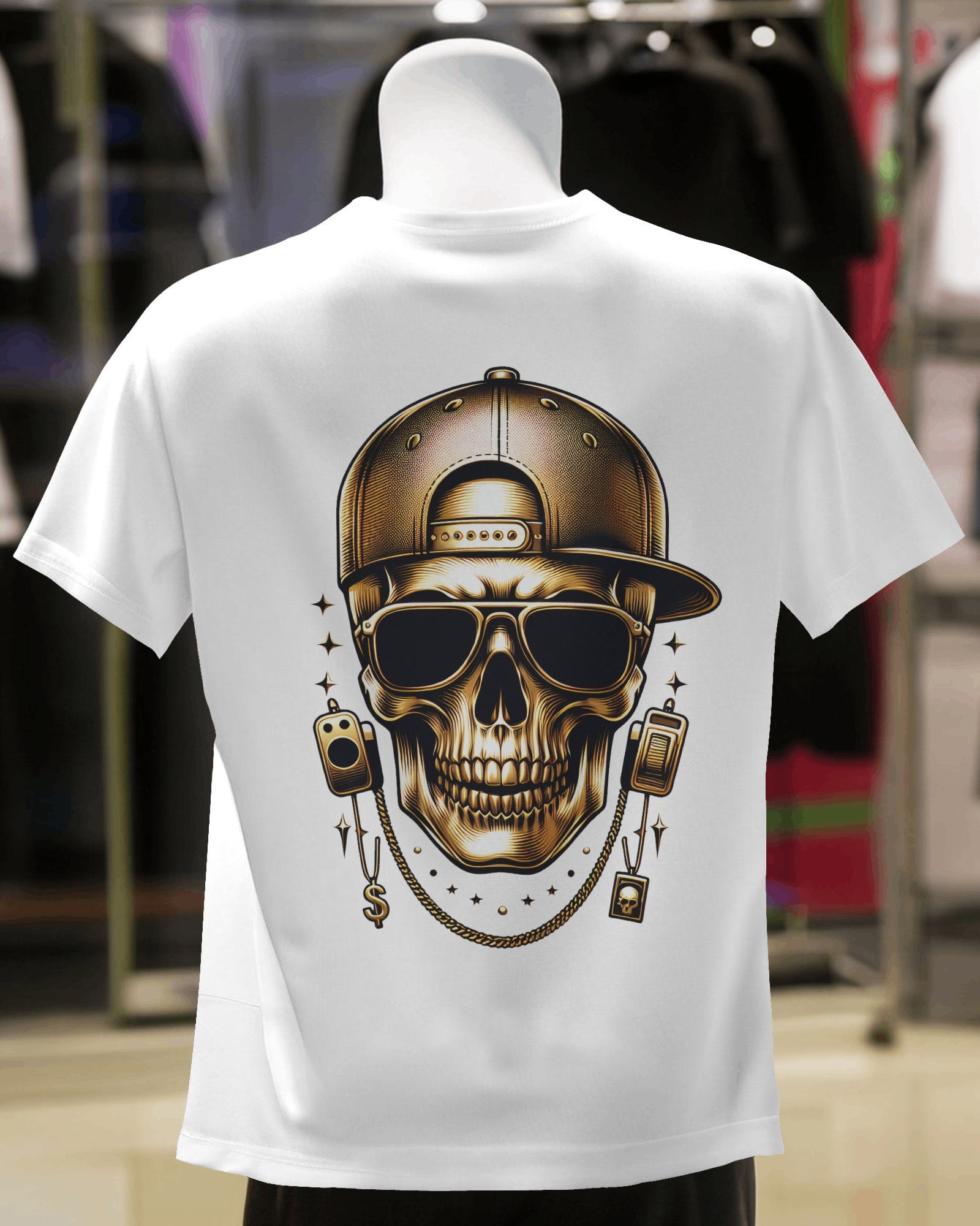 Golden Skull Png, Urban Sublimation Design, Streetwear Gold Themed ...