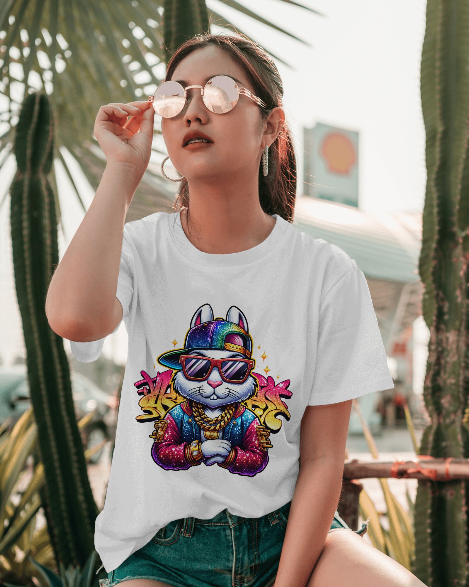 Sparkly Streetwear Bunny Png, Urban Sublimation Design, Downloadable ...