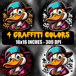 Cartoon Hip Hop Duck Png, Urban Sublimation Design, Colorful Graffiti ...