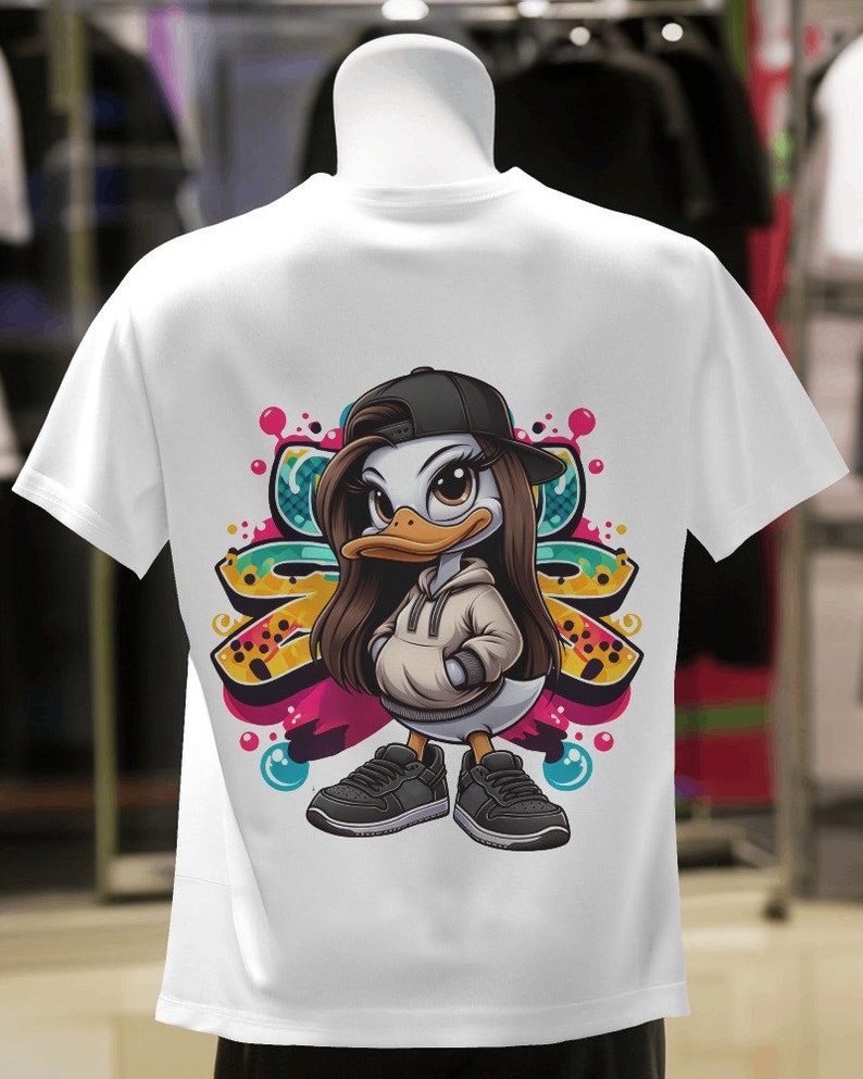 Cute Streetwear Duck Girl Png, Urban Graphic Sublimation Design, Hip ...