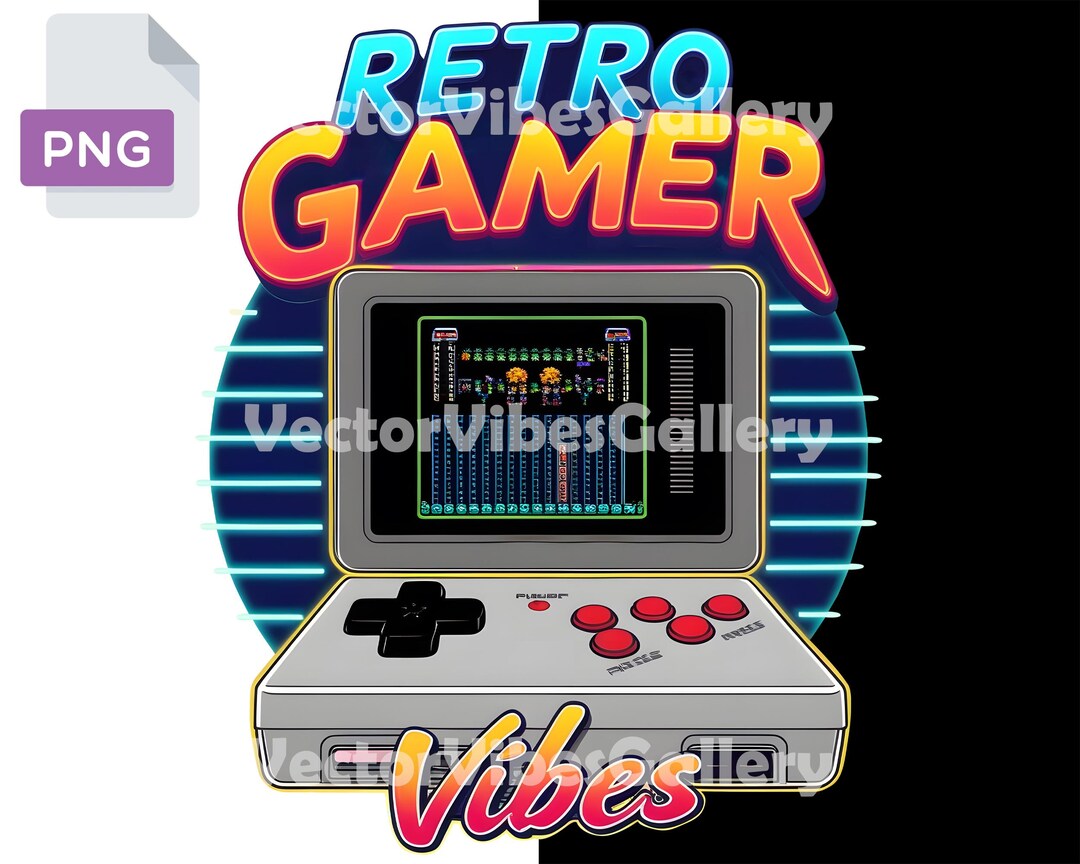 Retro Gamer Vibes PNG Design, Vintage Gaming Console Art, 8-bit ...