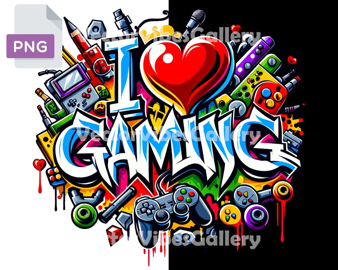 I Love Gaming Png, Urban Sublimation Design, Colorful Graffiti Clipart ...