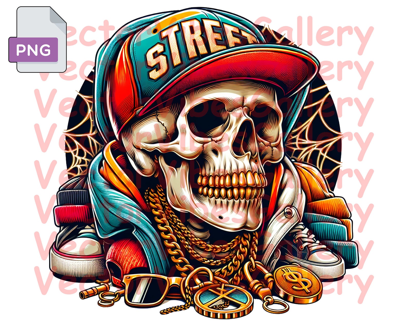Gangster Skull Png, Streetwear Sublimation Design, Urban Clipart, Hip ...