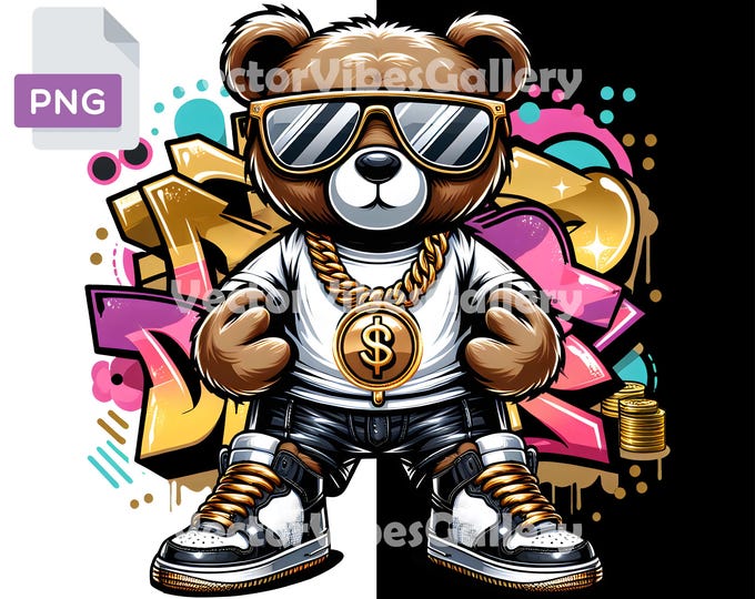 Urban Bear Png, Streetwear Png, Urban Png Designs, Gamer Bear, Hiphop ...